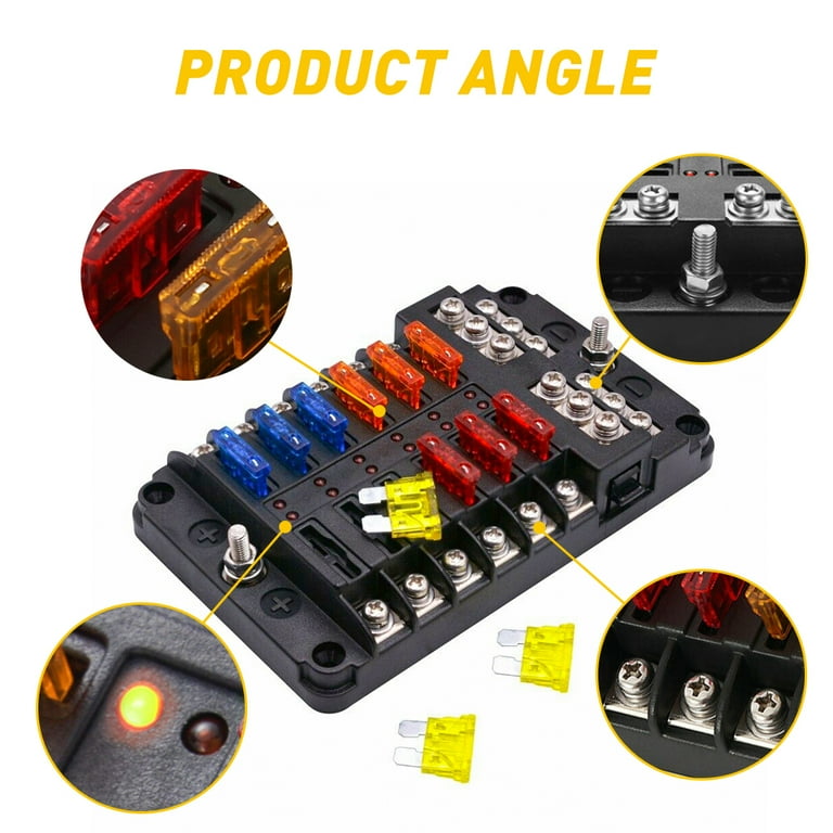 Marine Fuse Block 12V Fuse Block, 6 Circuit 12 Circuit 12 Volt Blade ...