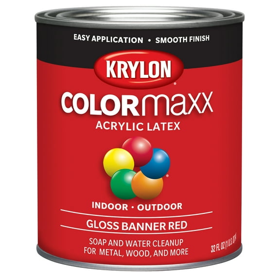 Krylon COLORmaxx Brush On, Gloss, Banner Red, 1 Quart - Walmart.com