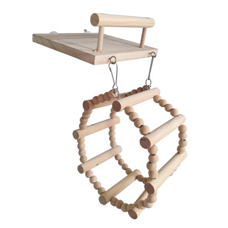 Birds Natural Wooden Perch Springboard Toys With Swing Funny Hanging ...