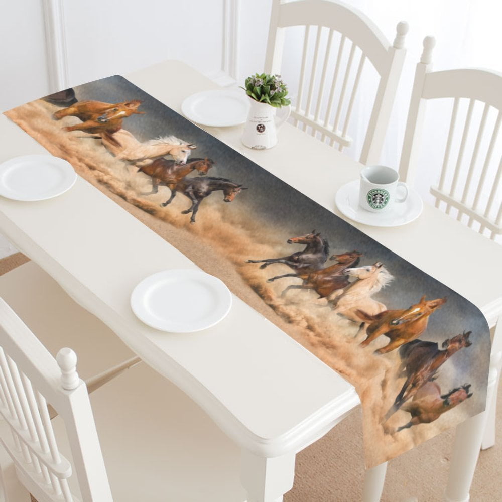 MYPOP Horse Herd Run in Desert Table Runner Placemat 16x72 inches, Sand ...