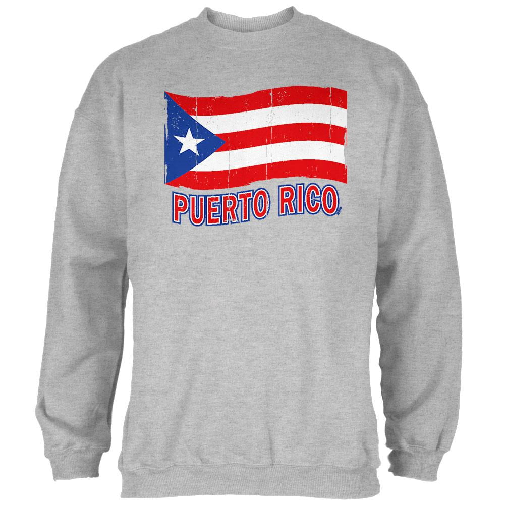 Distress Flag Puerto Rico Mens Sweatshirt Heather LG - Walmart.com