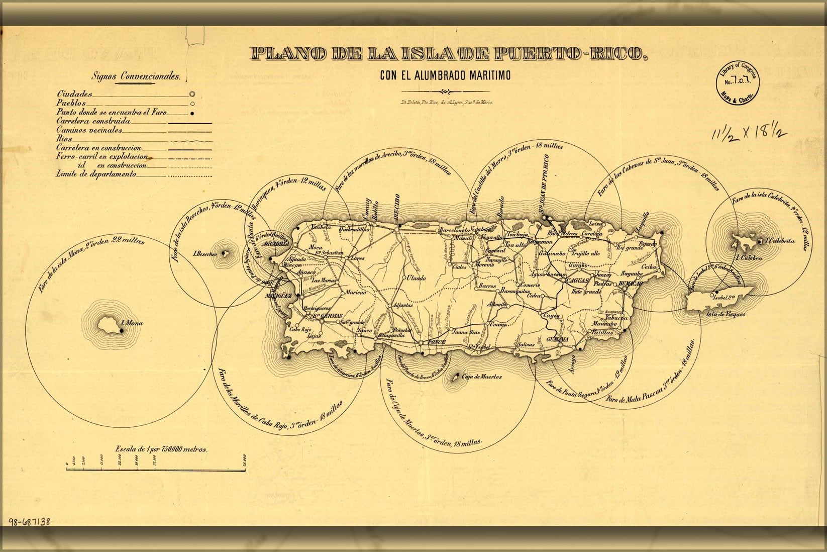 24"x36" Gallery Poster, Original layout of the Lighthouses as Planned ...