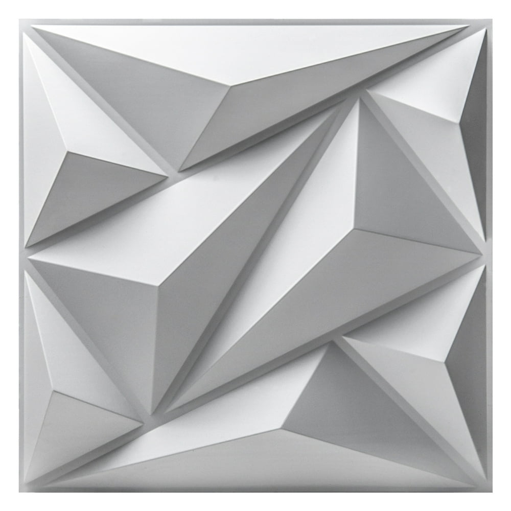 Art3d Triangle diamond in White 19.7 in. x 19.7 in. PVC 3D Wall Panel ...