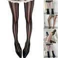 Aesthetic Lace Sheer Pantyhose Hollowout Waved Stripe Mesh Nylon Tights ...