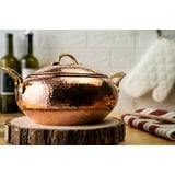 Handmade Solid Copper Cooking Pot with Lid & Brass Handle Heavy Duty ...