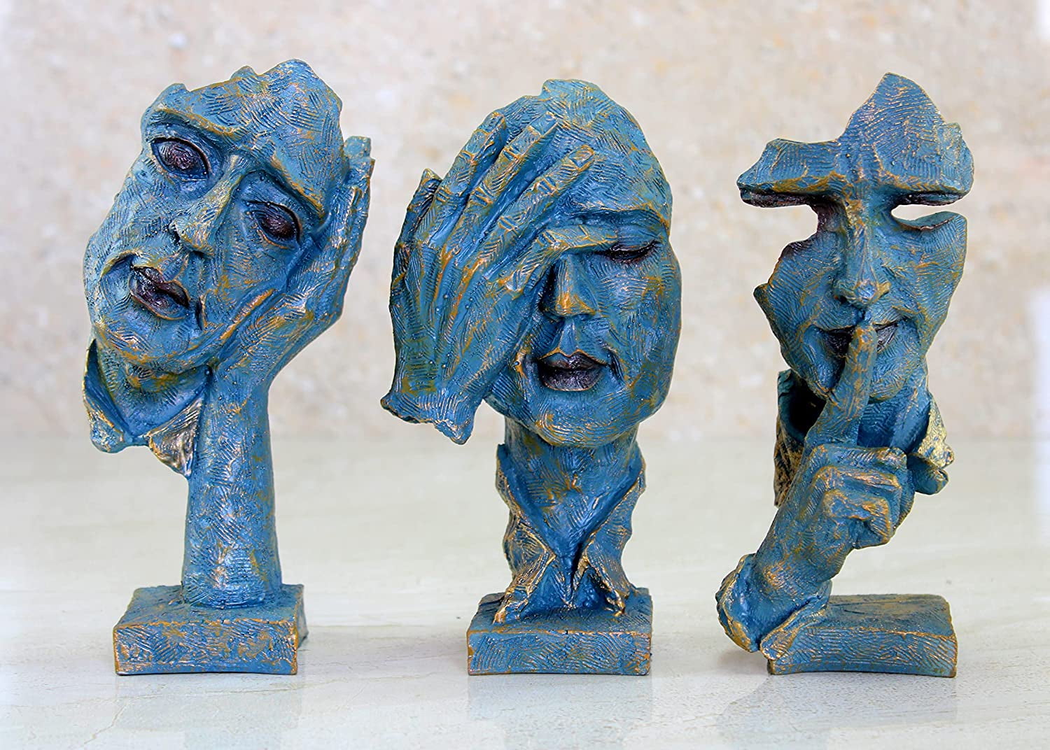 eSplanade Resin Face Sculpture/ Showpiece - Set of 3 (6.25 inches ...