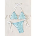 Blue Crochet Triangle Bikini Set With Shell & Pearl Embellishments For ...