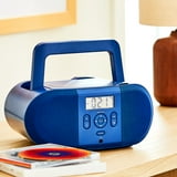 Onn+ Portable CD Boombox Navy with Digital FM Radio, CD-RW and Program ...