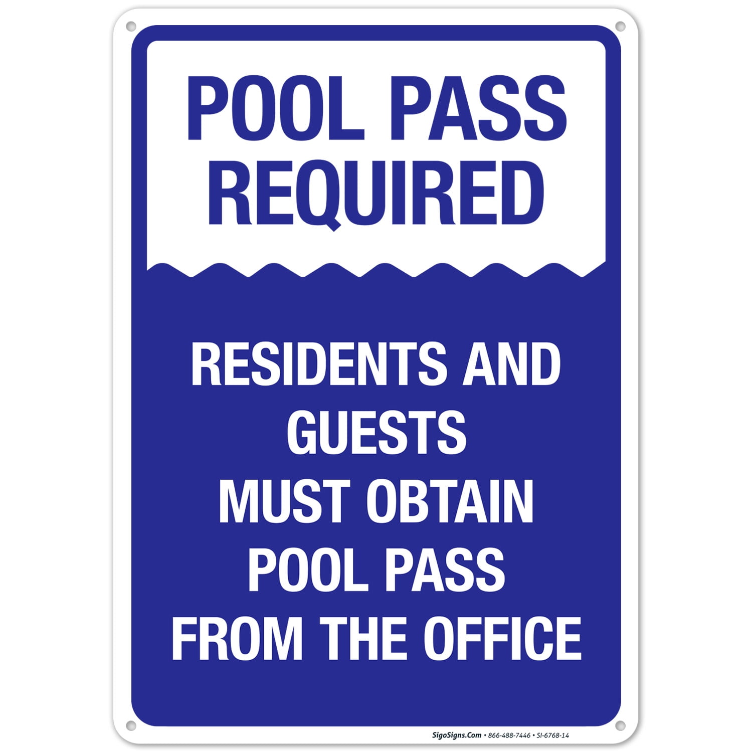 Pool Pass Required Sign, Pool Sign, 18x18 Reflective Aluminum - Walmart.com