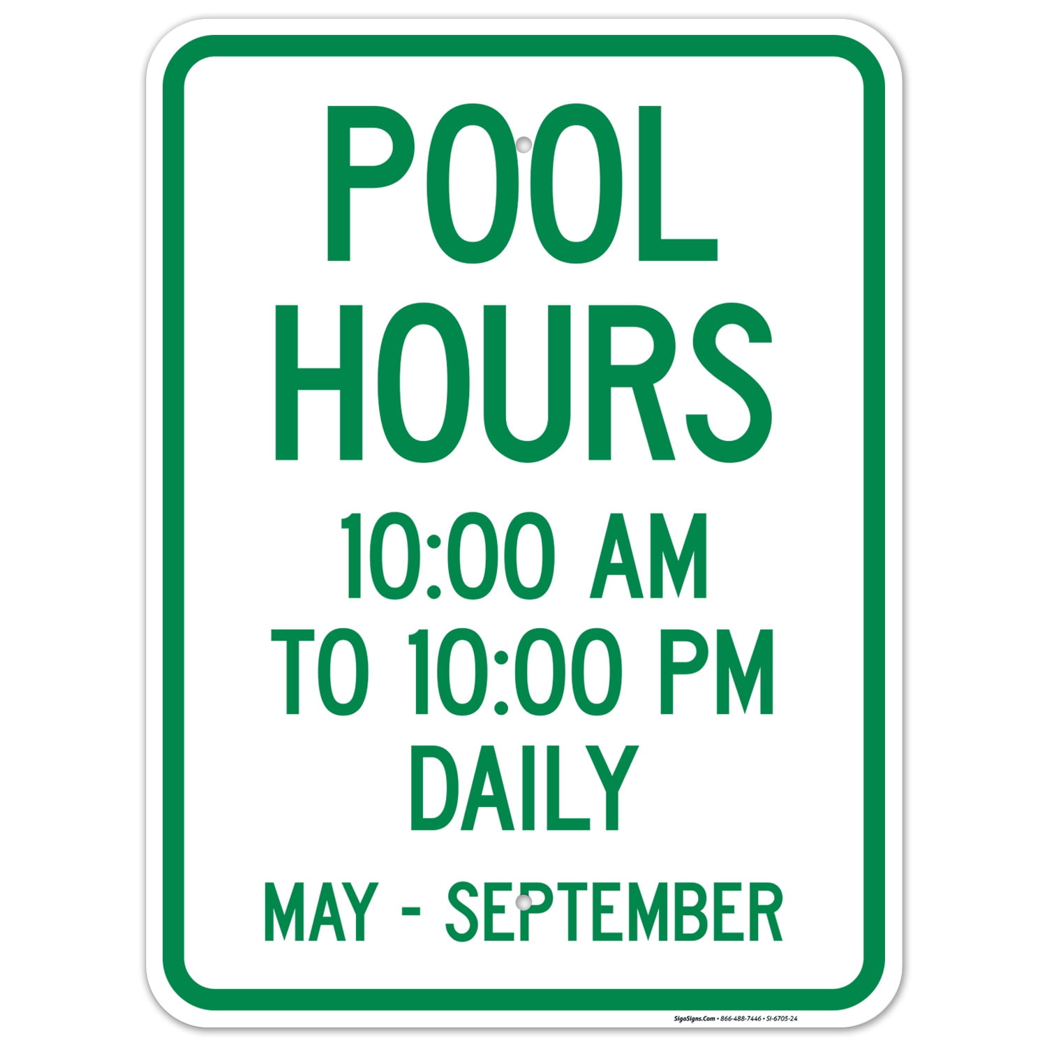 Pool Hours Sign, Pool Sign, 18x18 Aluminum - Walmart.com