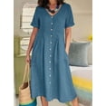 Jaimenalin Women'S Light-Weight V Neck Short Sleeve Button Down Loose ...