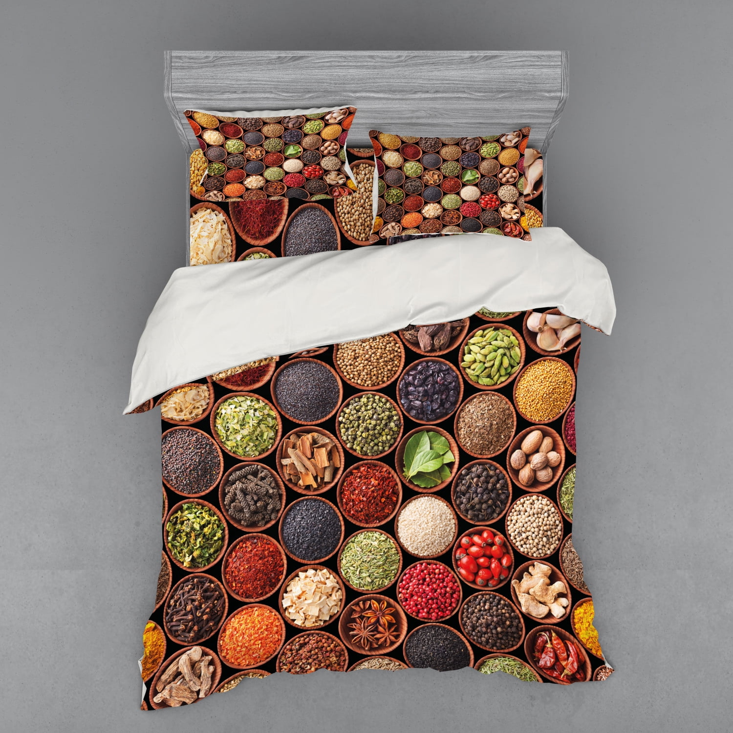 Retro Duvet Cover Set, Colorful Herbs and Spices Cardamom Pepper Chili ...
