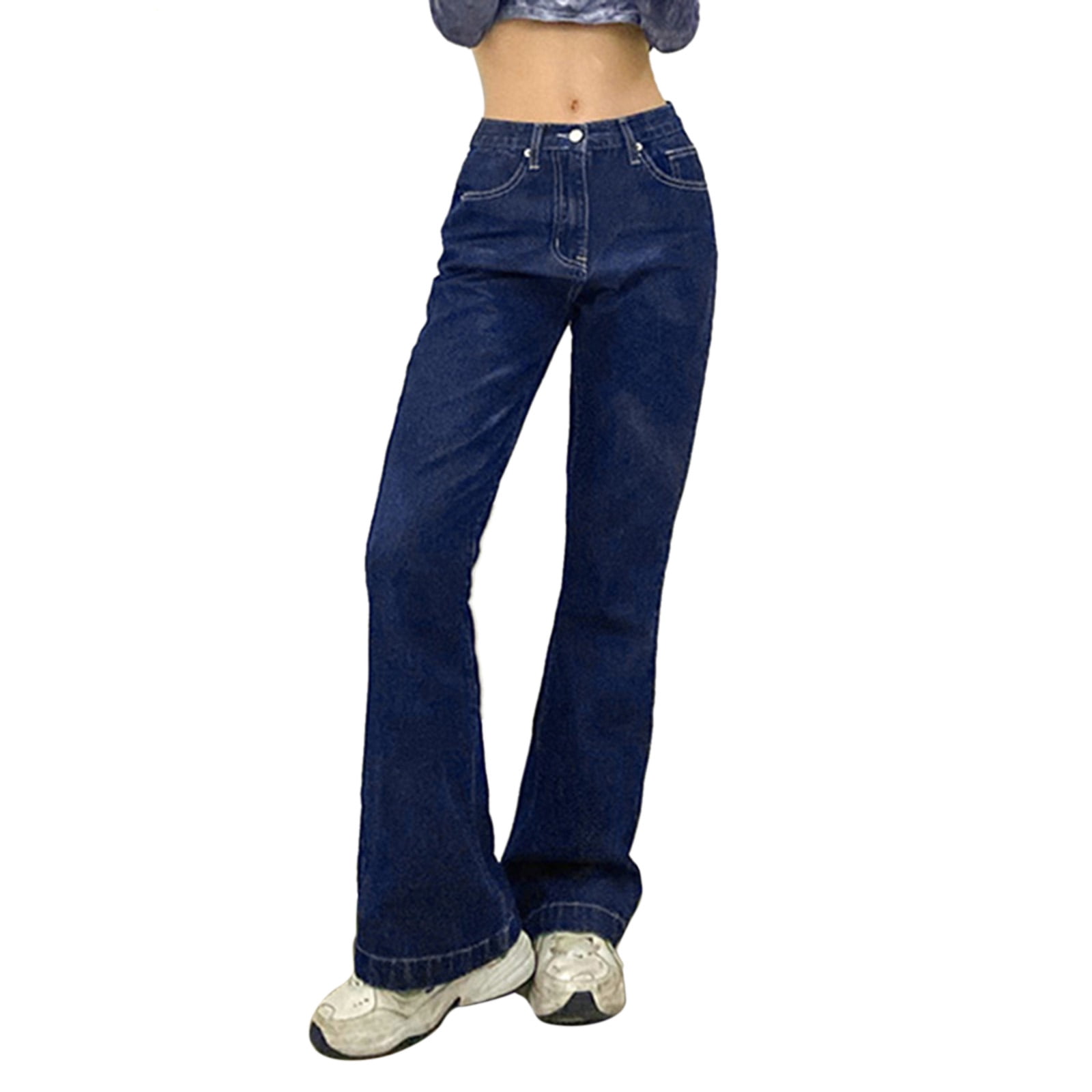 SAYOO Women's Vintage Blue Flare Long Jeans, Bell Bottom Jeans Pants ...