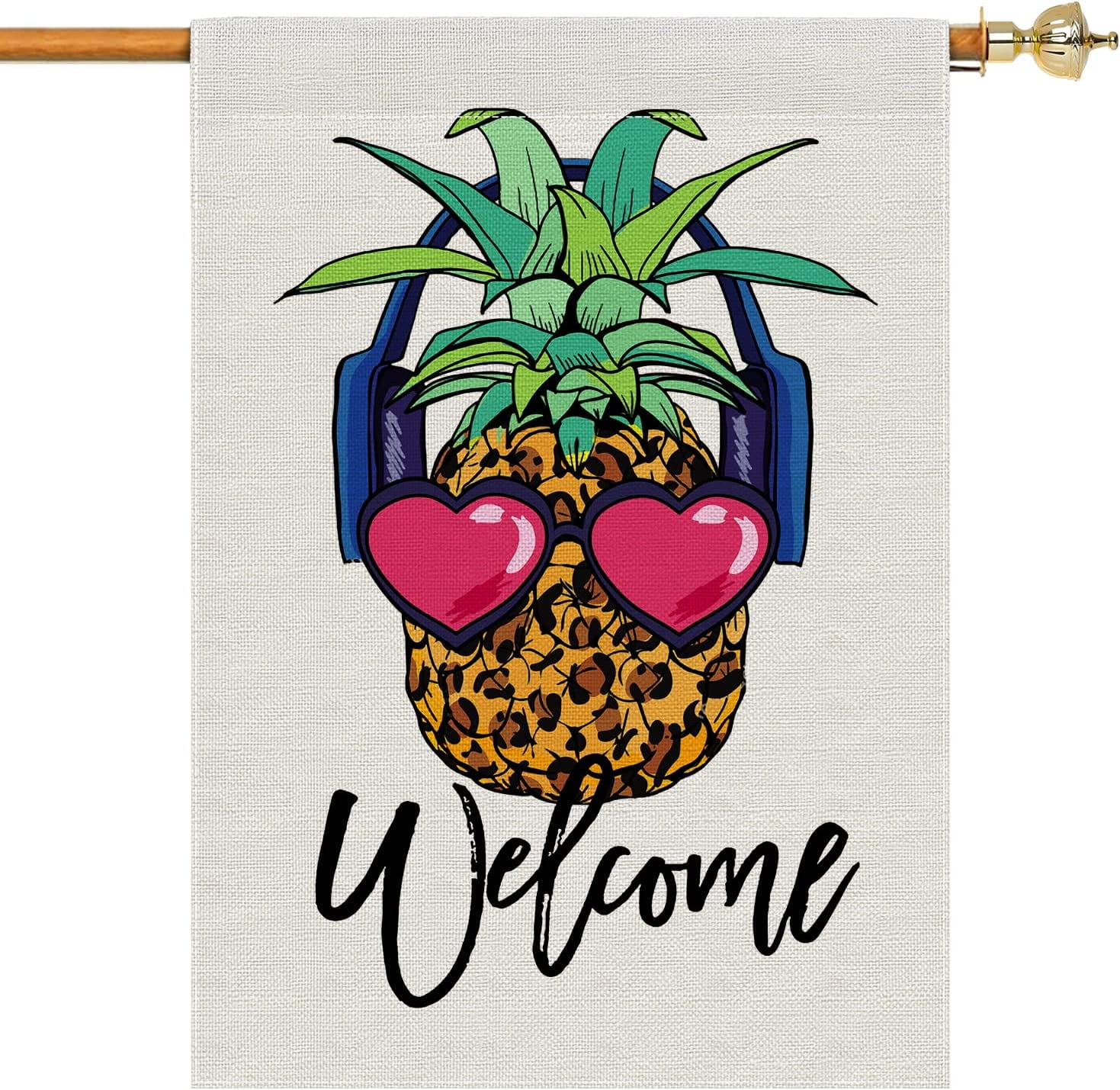 Welcome Summer Houses Flags 28 x 40 Inch Pineapple Music Sunglasses ...