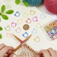 96Pcs 12 Colors Baking Painted Iron Stitch Markers Cat Head Mixed Color ...
