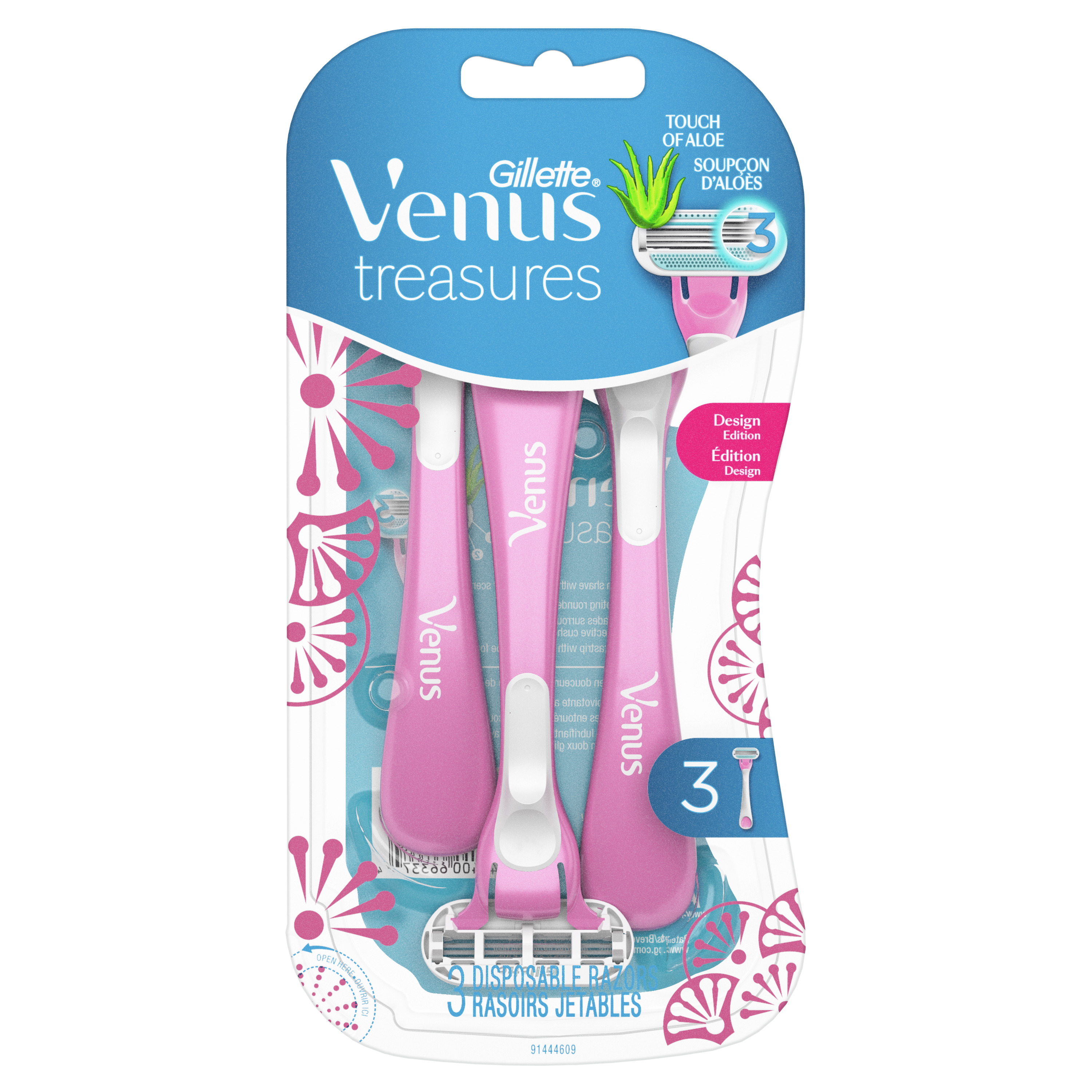 Gillette Venus Treasures Women's Disposable Razor, 3 Count - Walmart.com