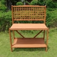 Northbeam Folding Wood Potting Bench with Ample Shelf Space - Brown ...