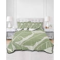 Abstract Palm Leaf Quilts Bedding Set King Size Green Tropical Plants ...