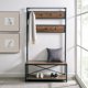 Woven Paths Industrial Hall Tree with Bench and Coat Hooks, Reclaimed ...