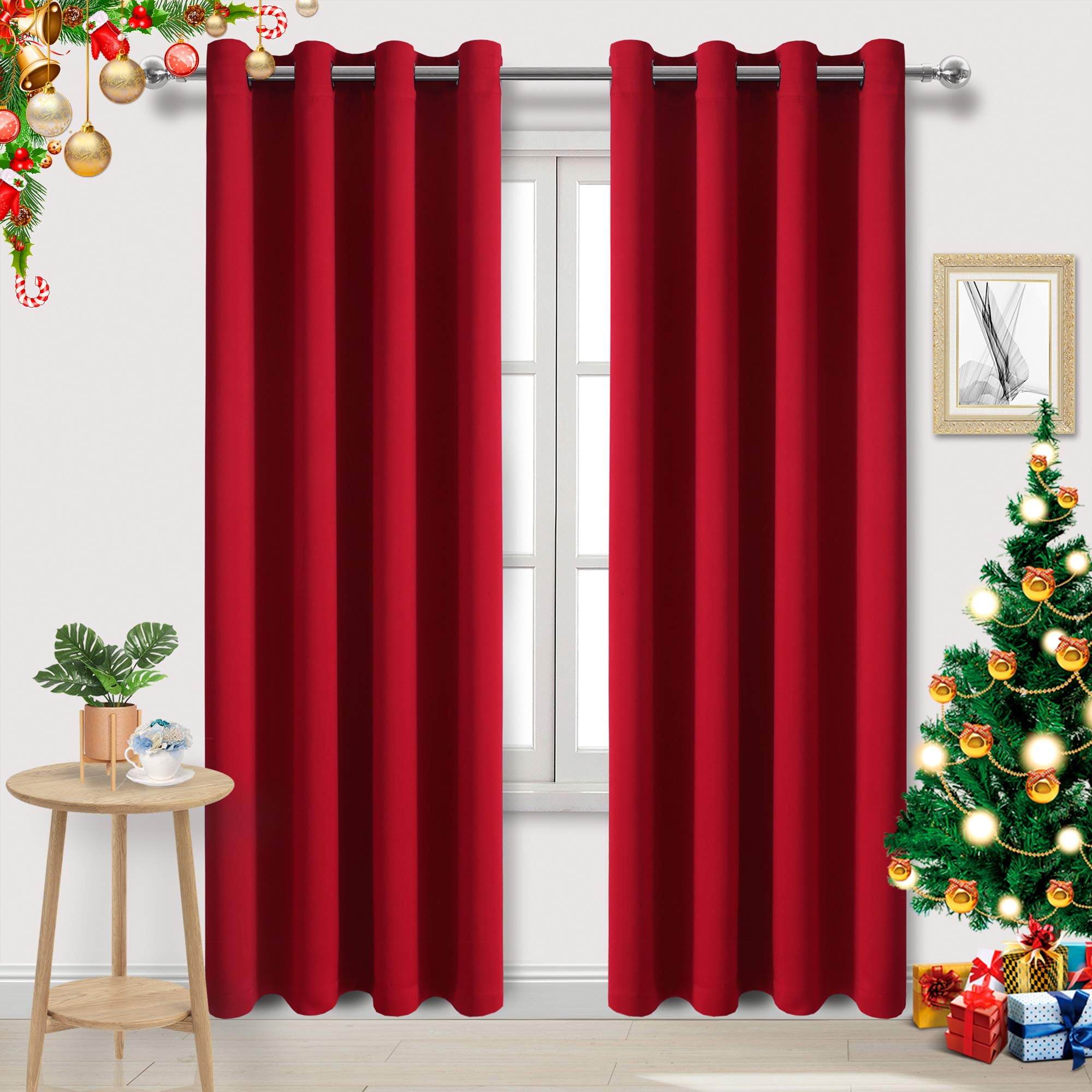 DWCN 100% Blackout Curtains 63 Inch Length 2 Panels Room Darkening ...