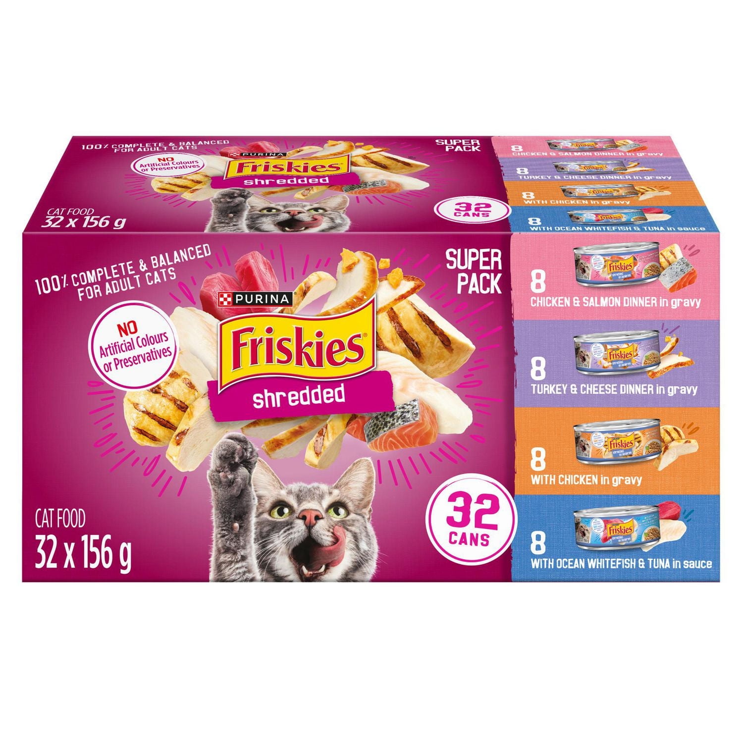 Friskies Shredded Super Pack, Wet Cat Food 32 X 156g, 32 X 156g - Walmart.ca