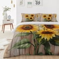 California King Size Duvet Cover 4 Piece Bedding Set Farm Sunflowers on ...
