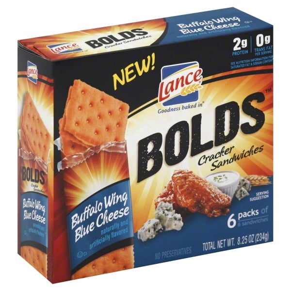 Lance Bolds Buffalo Wing Blue Cheese Cracker Sandwiches, 1.38 Oz., 6 ...