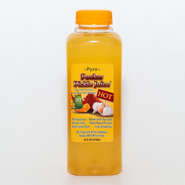 Pucker Pickle Juice Pyro Spicy Hot Flavor 6-Pack of 16 ounce bottles ...