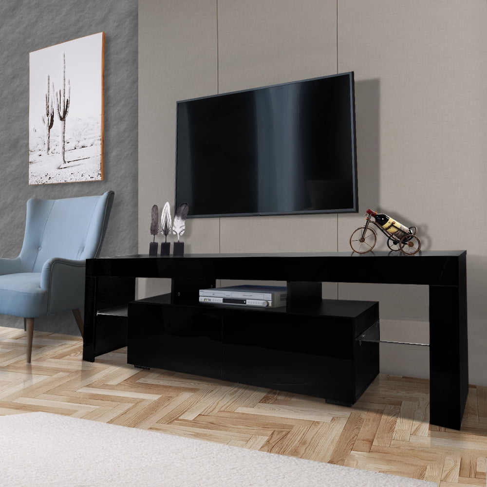 Black TV Stand Media Console Entertainment Center Television Table for ...