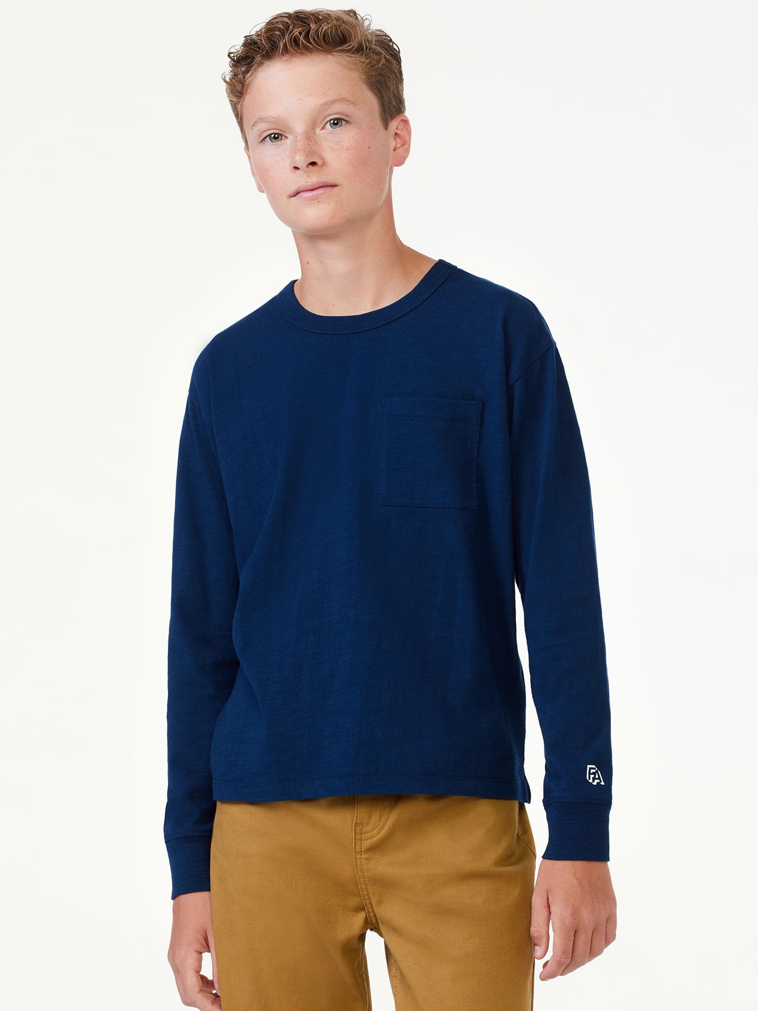 Free Assembly Boys Long Sleeve Slub Jersey Tee, Sizes 4-18 - Walmart.com