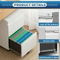 Kooyon File Cabinet, 2 Drawers on Wheels, Locking Metal Filing Cabinet ...