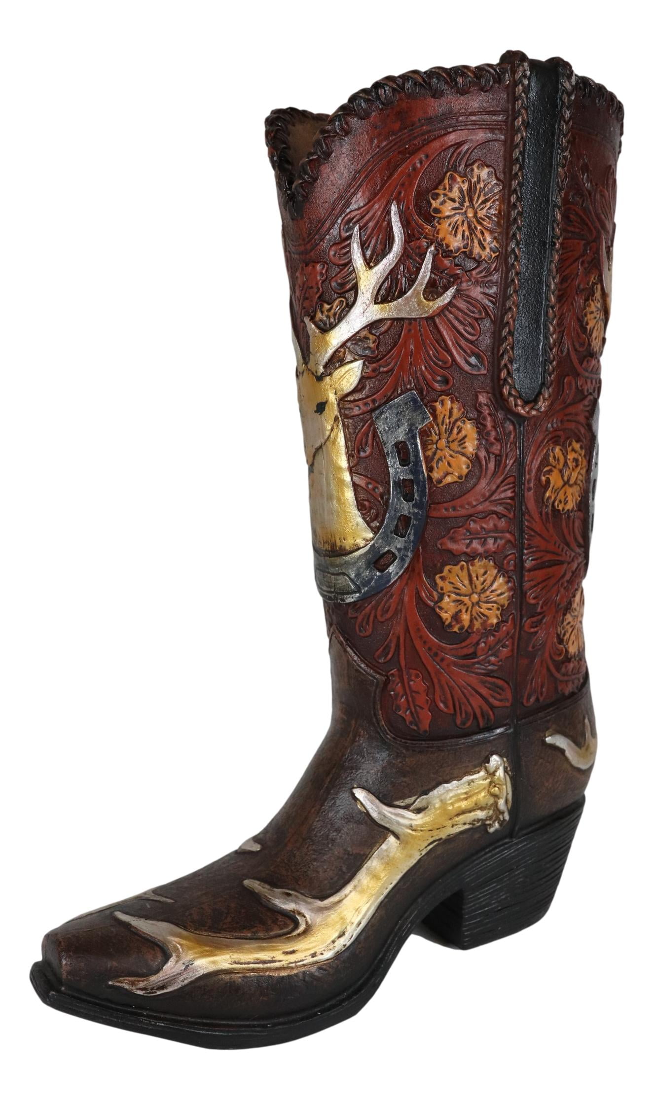 Home & Living Western Cowboy Boot Vase American Eagle and Flag Design ...