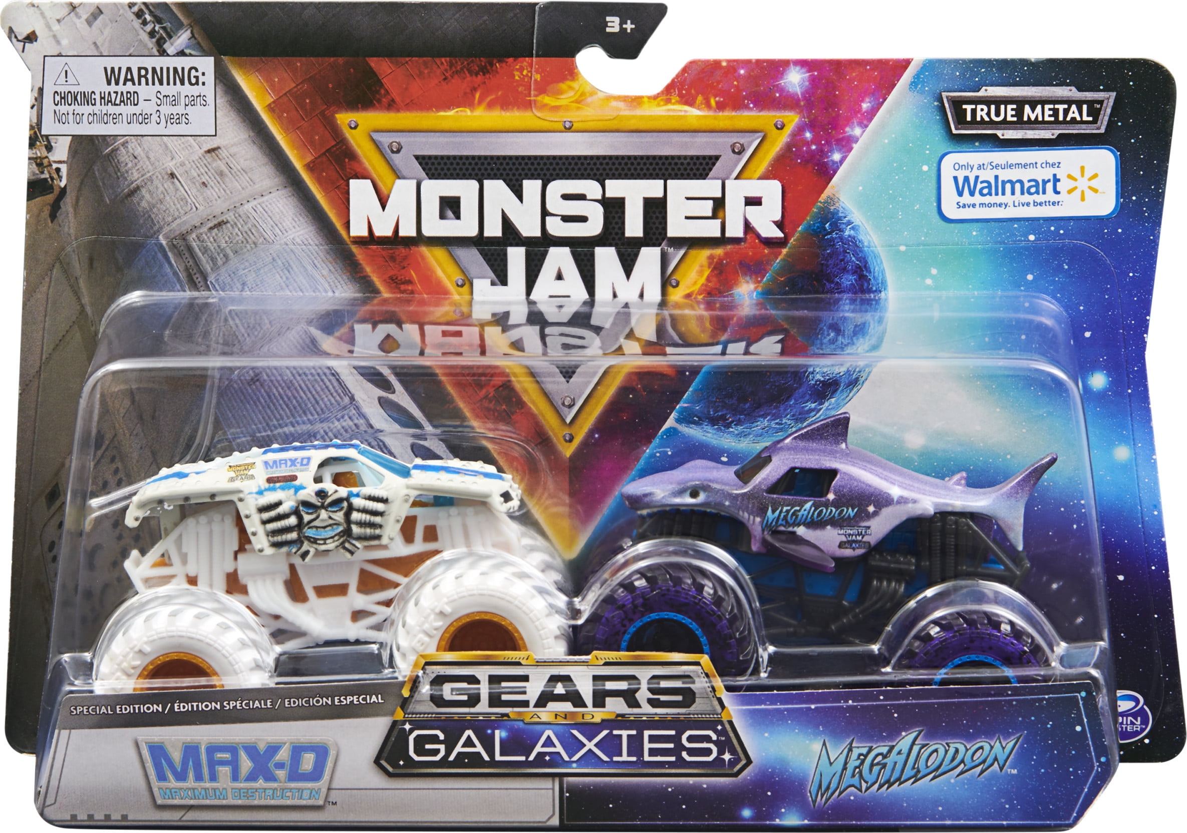 Monster Jam, Official Gears Max-D Vs. Galaxies Megalodon Die-Cast ...