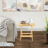 Portable Solid Wood Folding Side Table 2-Piece Set - Natural - Walmart.com