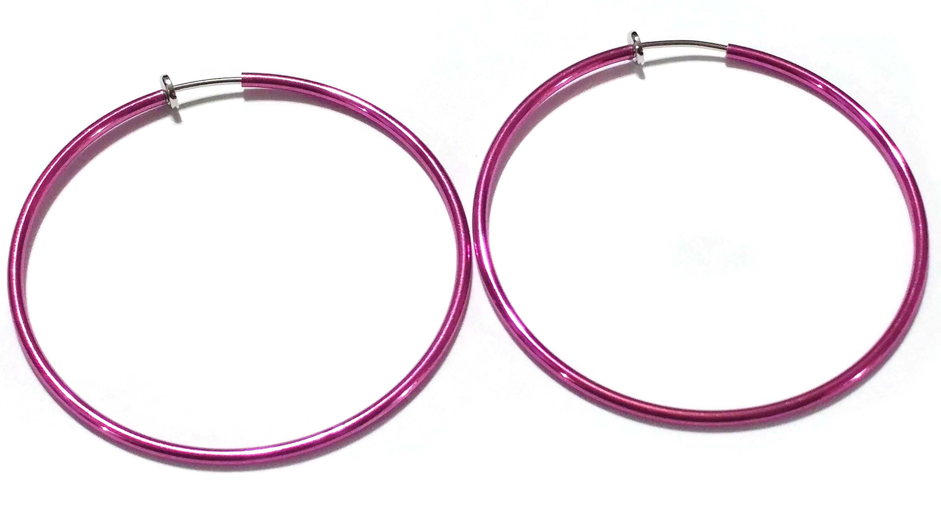 Clip-on Hoop Earrings Shiny Pink Clip Hoops 1.5 inch Hoops - Walmart.com