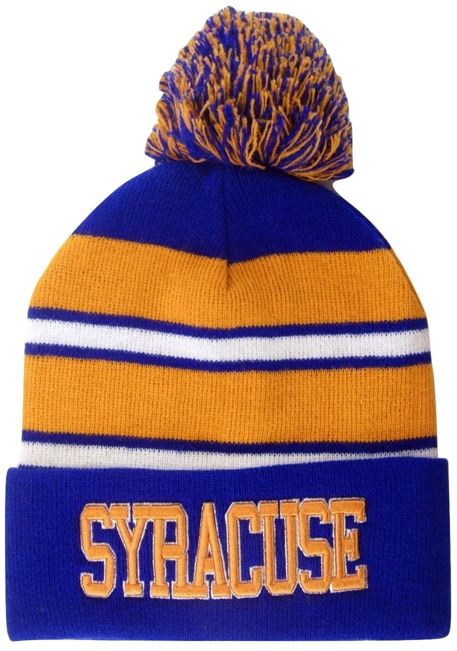 Syracuse Adult Size Winter Knit Beanie Hats (Orange/Royal Striped ...