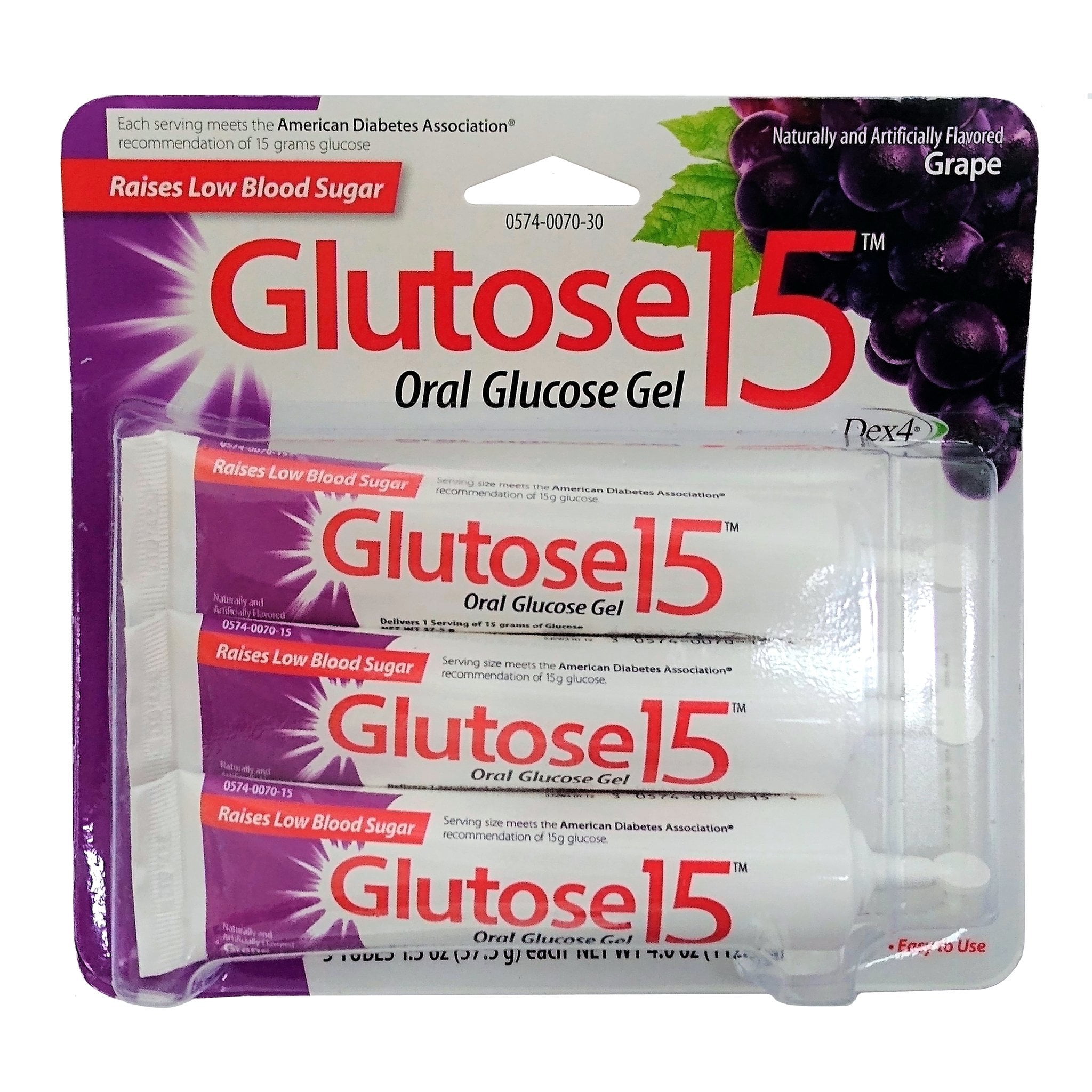 Glutose15 Oral Grape Flavor Glucose Gel, 45 g, 3 Pack - Walmart.com