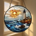 Beach Lighthouse Crescent Stained Glass Style Acrylic Suncatcher ...