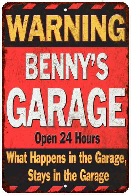 BENNY'S Garage Warning Man Cave Wall Decor 16 x 24 Matte Finish Metal ...