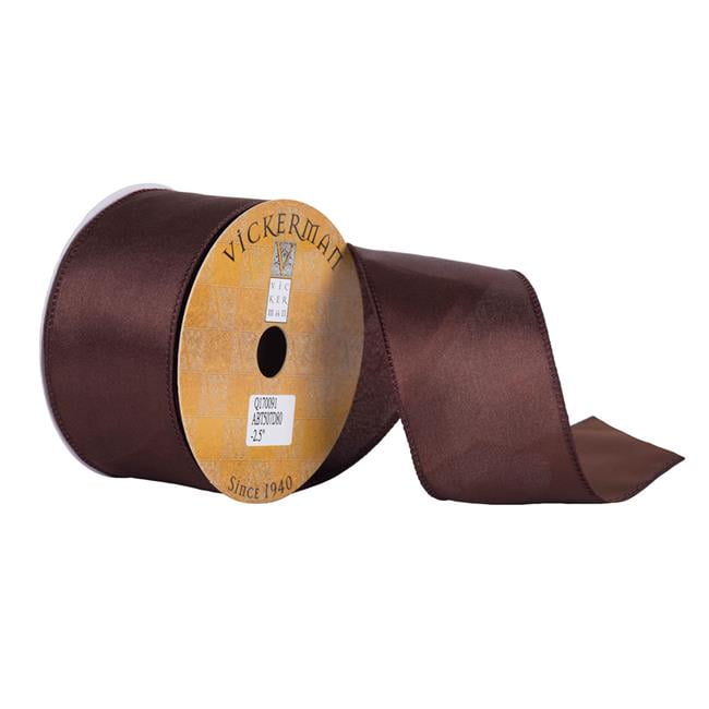 2.5 in. x 10 Yard Chocolate Satin Wired Edged Ribbon | Walmart Canada