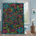 Abstract Flowers Shower Curtain for Bathroom, Retro Abstract Blue Pink ...