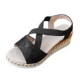 Byworldtasic Wedge Sandals for Women Espadrille Platform Ankle Buckle ...