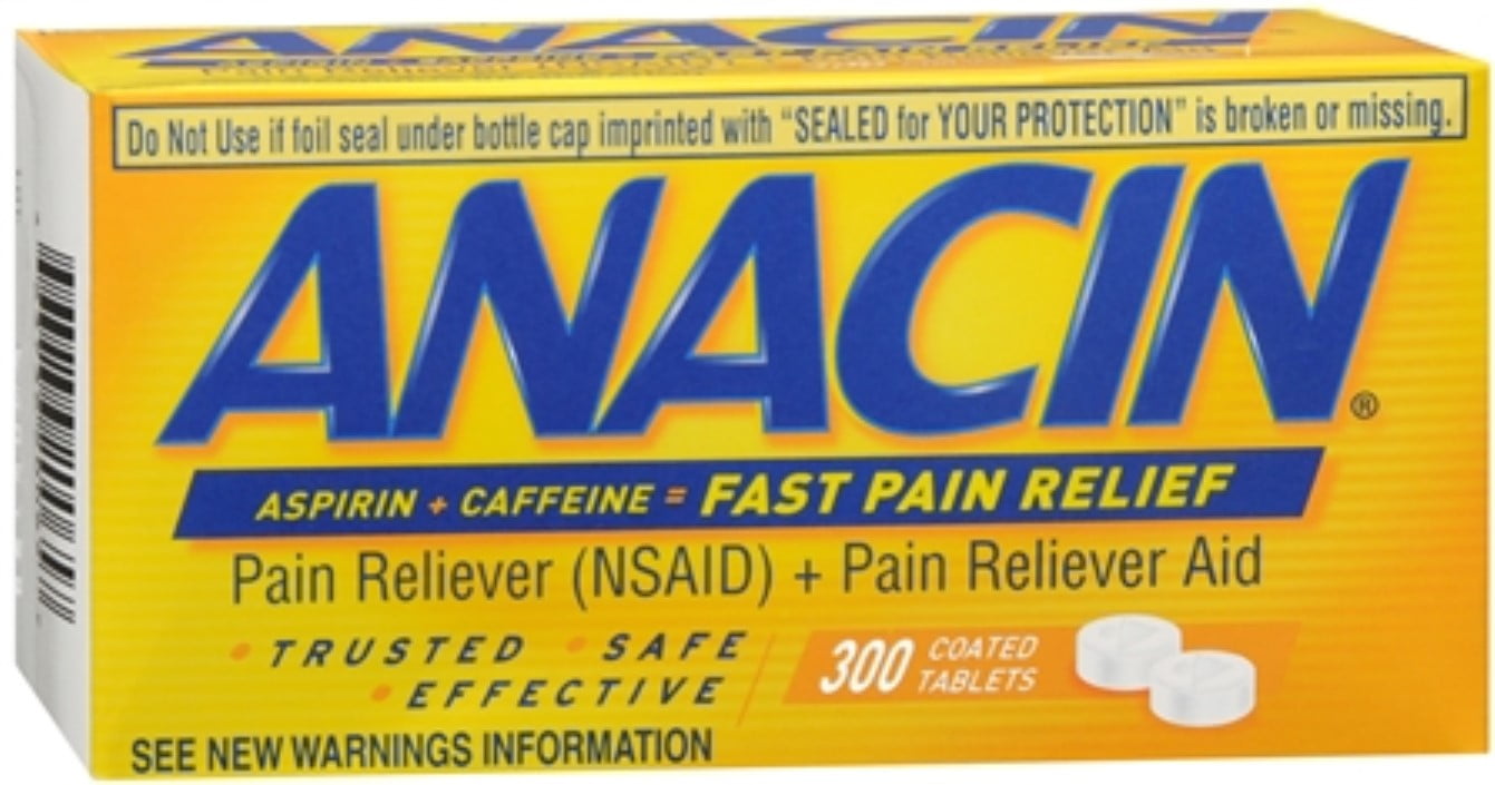 Anacin Fast Pain Relief Pain Reducer Aspirin Tablets, 300 Tablets ...
