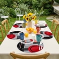 Red Gray Black Leather Placemats Set of 2, 15 Inch, Abstract Round ...