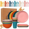 Aokelily Natural 48 Pieces Wheat Straw Kids Dinnerware Sets Unbreakable ...