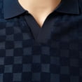 Ceisia Men Square Grid Textured V Neck Polo Shirt Short Sleeve ...