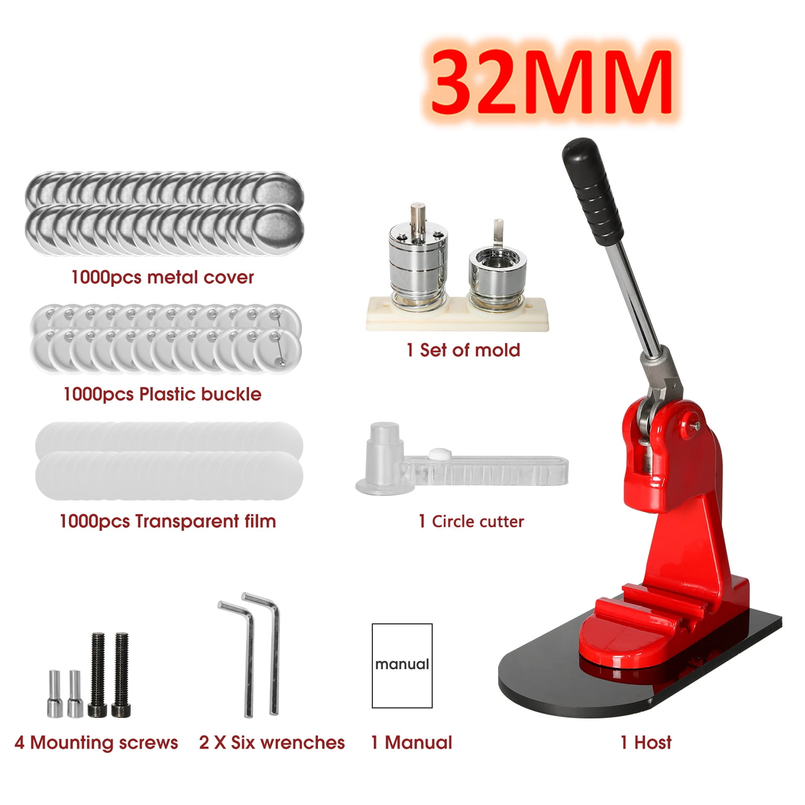 Viferr Button Maker Machine DIY Round Pin Maker Kit Circle Cutter ...