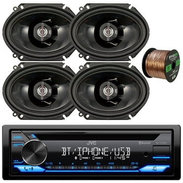 JVC KD-TD91BTS Single DIN CD Player Bluetooth USB AUX AM/FM Radio Receiver Bundle Combo with ...