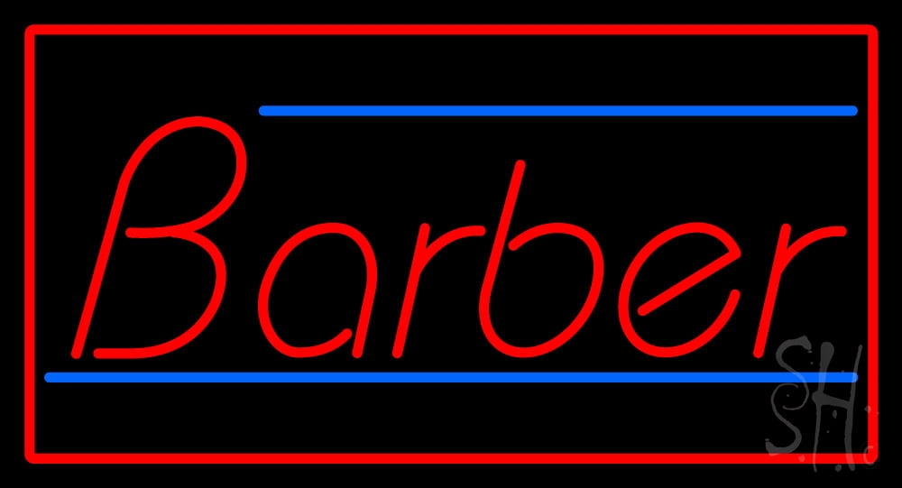 Red Barber Blue Lines with Red Border LED Neon Sign 13 x 24 - inches ...