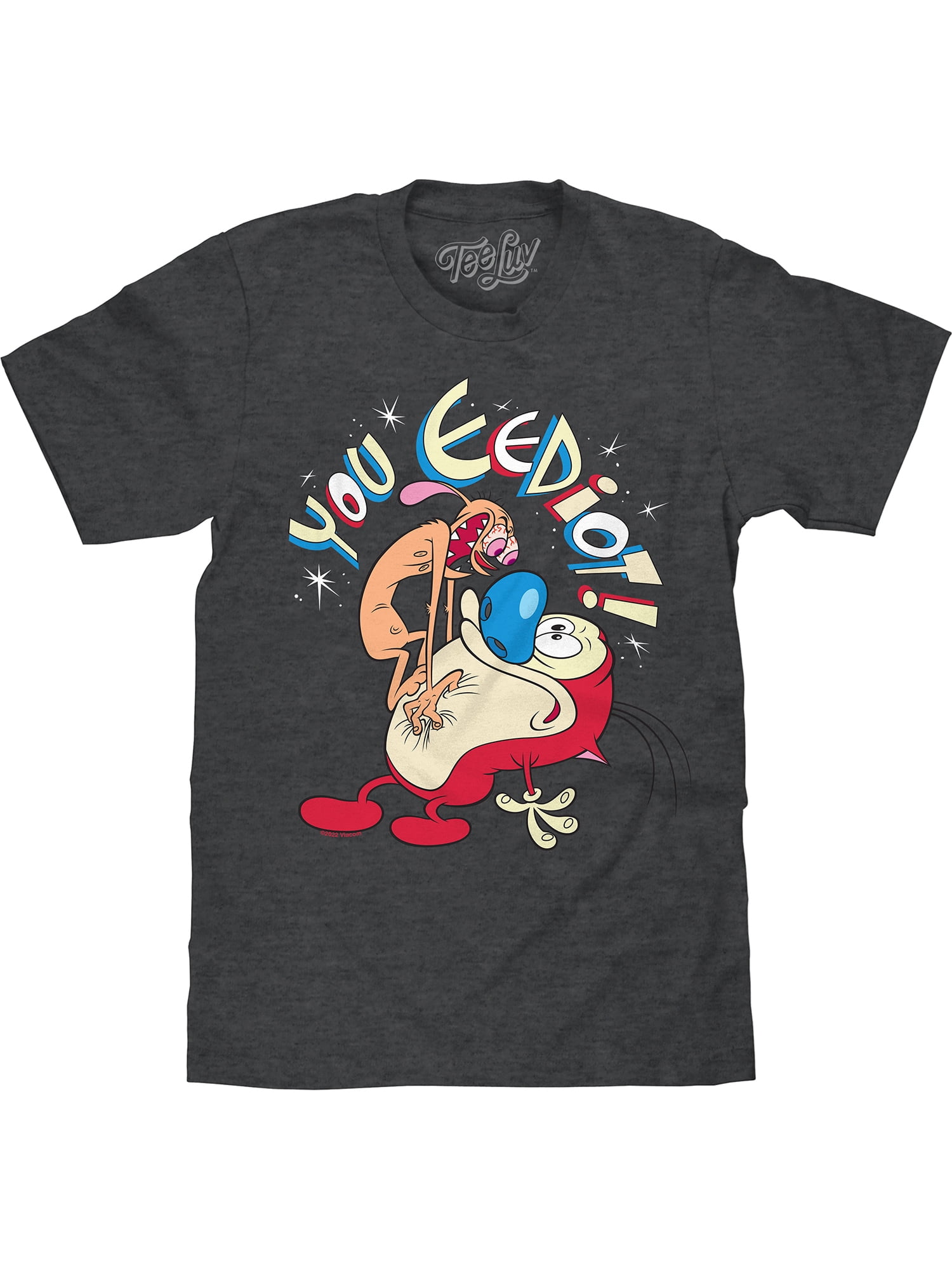 Tee Luv Men's Ren and Stimpy You Eediot Cartoon Character Shirt (L ...